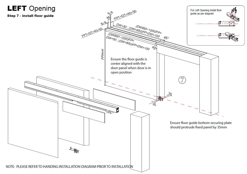 Soft-Closing Flush To Wall Sliding Door Kit TSH-678 (Left-Hand Side ...